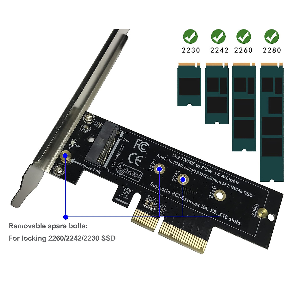Bejavr M.2 NVME to PCIe 3.0/4.0 x4 Adapter, NVME/AHCI SSD to PCIe Expansion Card with Aluminum Heatsink Solution, Supports PCI-Express X4 X8 X16 Slots