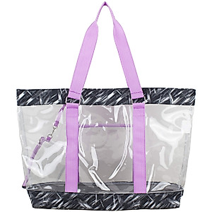 Eastsport Heavy Duty Transparent Clear Tote Bag Wristlet, Zipper Closure, For Work, Sporting Events, Festivals and Concerts, Blush/Cheetah Tie Dye