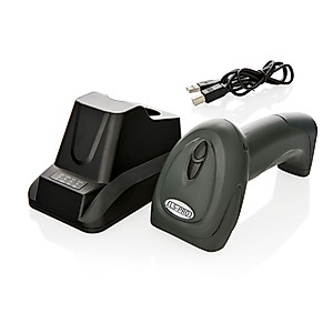 LS-PRO Wireless Barcode Scanner with USB Cradle Receiver Charging Base, 2.4GHz Handheld 1D Cordless Laser Barcode Reader, UP to 150Ft Transmission Range, long-life Battery 2200mAh, 1 Year Warranty.