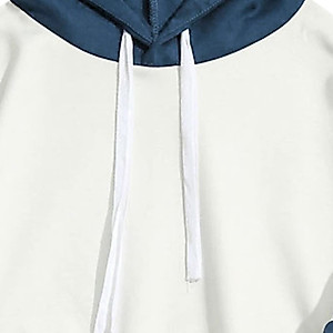 Maiyifu-GJ Men's Casual Colorblock Pullover Hoodies Long Sleeve Striped Color Block Hooded Multicolor Drawstring Sweatshirt (White,Medium)