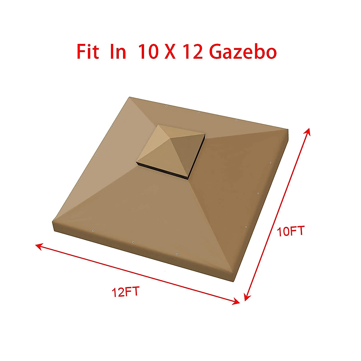 Hugline Outdoor Replacement Canopy Top Double Tier Gazebo Roof Cover for Lowe's Allen Roth 10x12 Gazebo #GF-12S004B-1 (Khaki)