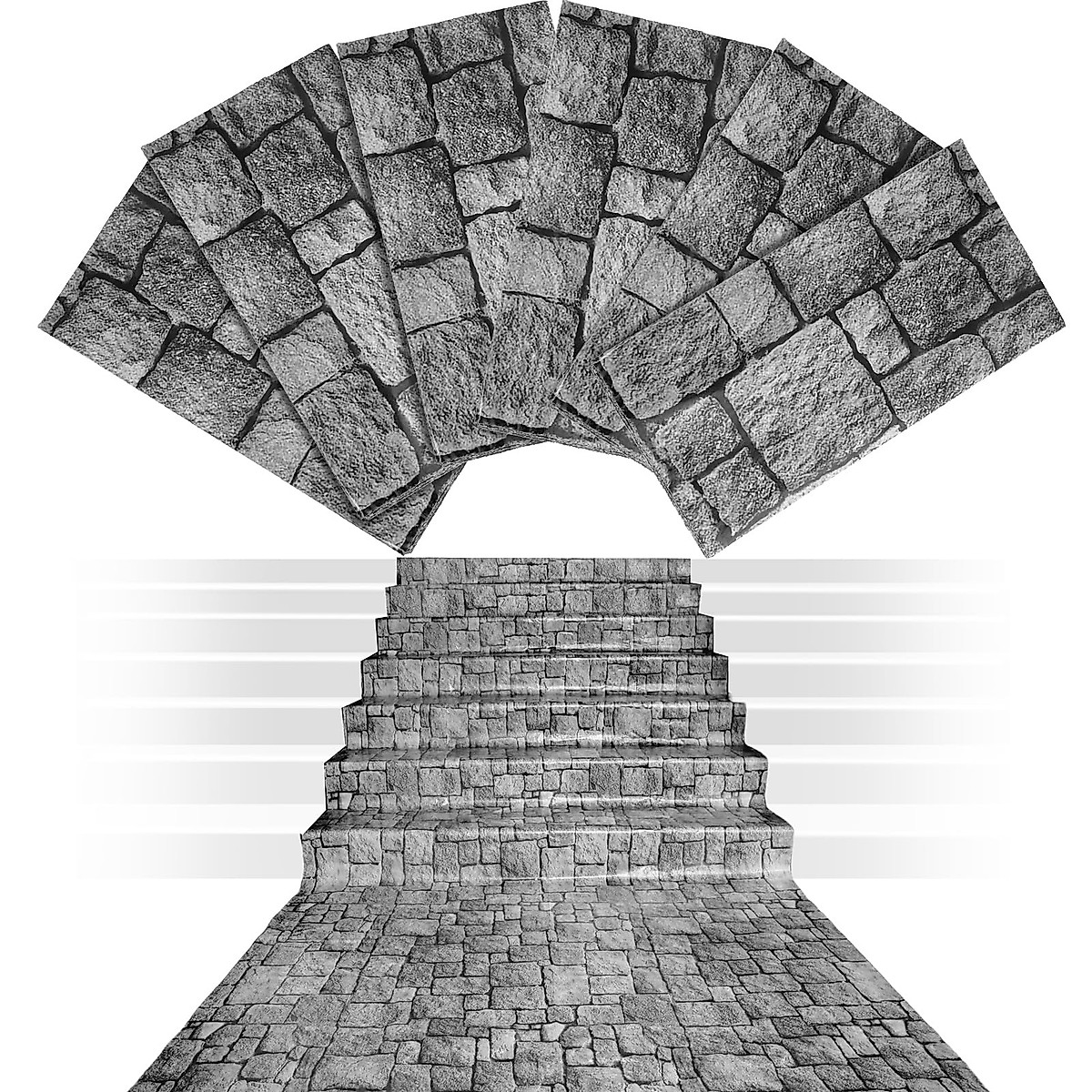 Chuangdi Brick Stone Wall Stone Wall Scene Setter Brick Sheet Wallpaper Curtains Door Removable Brick Tablecloth Photo for Halloween Mardi Gras Party Home Decoration(4.5 x 33 Ft, 6 Sheet)