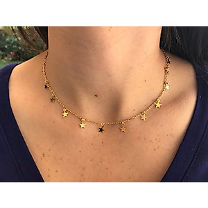 YANCHUN Star Necklace Choker Gold Stacked Necklace for Women Trendy Dainty Star Heart Circle Chokers Chain 80s 90s Summer Beach Jewelry