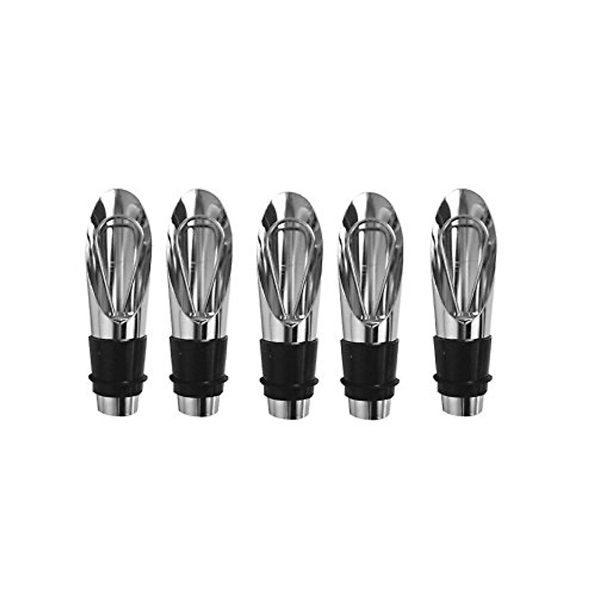 Wine Pourer and Stopper - 5 Pack - Tapered Design - Liquor and Wine Bottles - Drip Free Pouring - Stopper Creates an Seal - Keeps Wine Fresh - Gift for Wine Enthusiasts. (Retail pack)