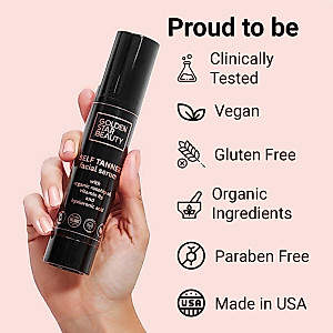 Face Tanner – Self Tan Serum w/Hyaluronic Acid and Organic Oils, Self Tanners Best Sellers, Facial Sunless Tanner for Natural Sunkissed Glow, Fake Tan Moisturizer, 2.0 fl (Light to Medium)