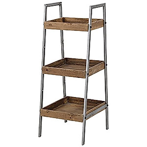 FirsTime & Co. Silver and Brown Garner 3-Tier Storage Shelf for Living Room, Bedroom, Bathroom, Kitchen, Home Office, Metal and Wood, Farmhouse, 13.5 x 13.5 x 34 inches