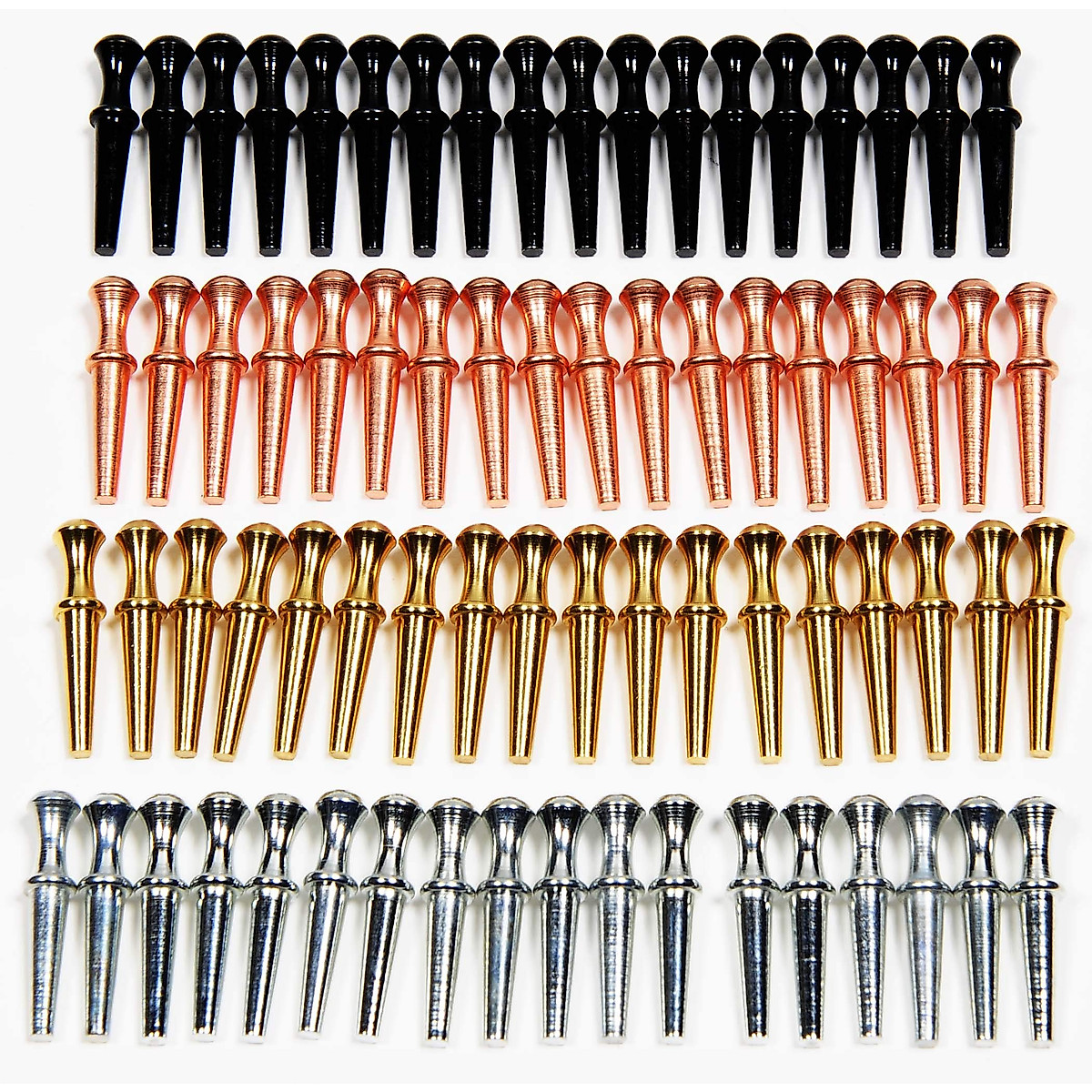 Cribbage Pegs Friends and Family Pack - Premium Metal Cribbage Pegs Set of 72 in Four Colors; 1? Tall; Fit 1/8 Holes, Red Velveteen Pouch, Bundled Items