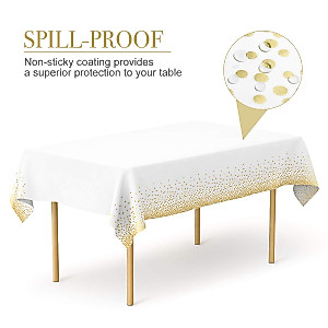 HOMIX Plastic Tablecloths for Rectangle Tables, 6 Pack Disposable Party Table Cloths, Gold Dot Confetti Table Covers with 30 Balloons for Birthday Parties Wedding Anniversary Baby Shower, 54" x 108"