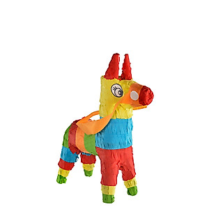 Multicolor Mini Donkey Decorations - 7.5" x 5.75" (1 Pc.) - Cardboard & Tissue Fiesta Party Accents, Perfect for Celebrations, Homes, & Events