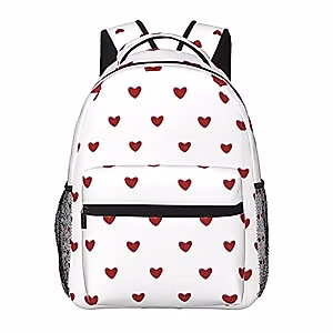 QZLAN Coquette Aesthetic Backpack for School Teen Girls Schoolbag Women Red Heart Downtown