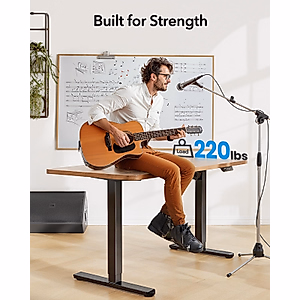 HUANUO Standing Desk Frame with 220lbs Powerful Brushless Motor, Thick T-Shaped Adjustable Desk Legs Made of Automotive-Grade Steel, for Max 75″ x 35″ Desktop, for Home Office, Frame Only