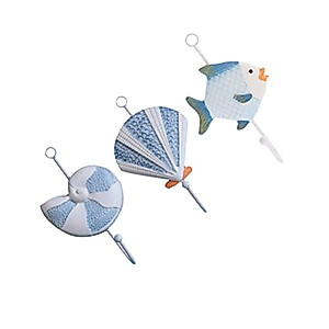Heavy Duty Hangers 3pcs Decorative Hanging Hooks Conch Fish Shaped Wall Hooks Coat Key Towel Hooks Wall Hangers Mediterranean Beach Nautical Home Decoration Ornaments Shower Curtain Hooks