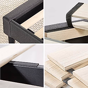 ZINUS Shalini Upholstered Platform Bed Frame / Mattress Foundation / Wood Slat Support / No Box Spring Needed / Easy Assembly, Dark Grey, Queen