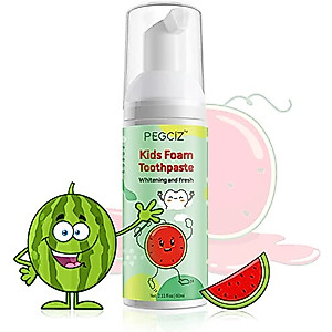 Kids Foam Toothpaste with Low Fluoride,Toddler Anti-Cavity Foaming Toothpaste Watermelon Flavor for U Shaped Toothbrush for Children Kids Ages 3 Plus 2.11(60ml) fl oz
