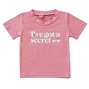 JEALLY Toddler Little Girls Going to be Big Sister Cotton T-Shirt Clothes Short Sleeve Secret Letter Pink Tops Tee Outfit, 1-2T/Tag90…