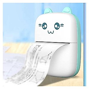 LIUYUNQI Portable Thermal Printer Paper Photo Pocket Cat Thermal Printer Printing Printers for Child (Color : Blue, Size : 8 * 11cm)