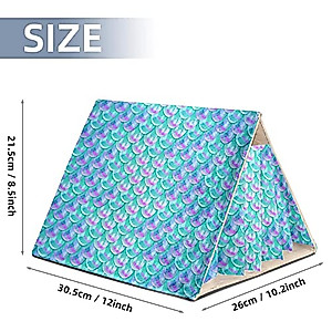 Green Mermaid Scale Pattern, Hamster House Habitat Bed for Small Animal Hamster Gerbils Chipmunks Squirrels Hedgehogs Guinea Pigs Habitat Decor