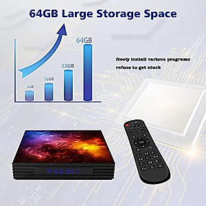 Android 12 TV Box 4GB RAM 64GB ROM W2 Mali-G31 Smart Set Top Box Builtin 2.4G/5G WiFi Bluetooth 4.2, Media Player Support 3D 4K UHD Videos, with Wireless Mini Keyboard