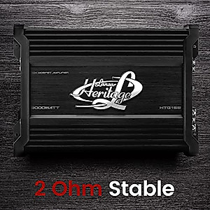 Mono-Block Mosfet Amplifier - 2 Ohm Stable, Heritage Series Car Audio Amplifier, Class “AB” High-Current Dual Discrete Drive Stages, 5 Way Protections with Bass Boost Circuitry - HTG158