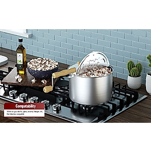 Cook N Home 02626 6 Quart Aluminium Stovetop Popcorn Popper Silver