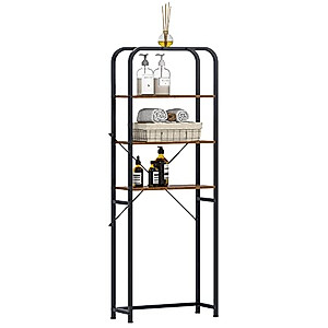 SogesHome 4-Tier Over The Toilet Storage, 68’’ Tall Bathroom Organizer Storage Shelf, Space-Saving Bathroom Shelf Over Washer, Wood Shelves for Small Rooms, Vintage Brown