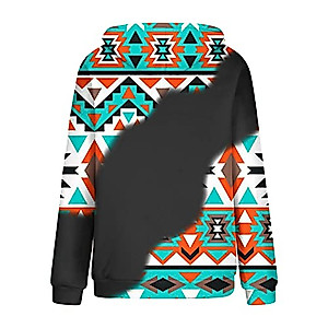 Women 's Western Aztec Ethnic Style Hooded Sweatshirts Casual Folk Pullover Long Sleeve Pocket Hoodies white hoodie Women Green M