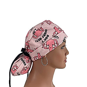 Turn Up Ponytail Medical Scrub Cap – Don’t Ovary Act Ponytail Scrub Hats, Bouffant, Unisex Surgical Caps, Dr. Hats, Nurses Hats. Scrub Hat for Women & Men tie Back | Working Cap with Holder