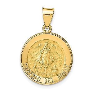 IceCarats 14K Yellow Gold Caridad Del Cobre Medal Necklace Charm Pendant 27mm x 18.3mm Only