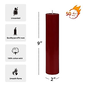 2 x 9 Red Pillar Candle