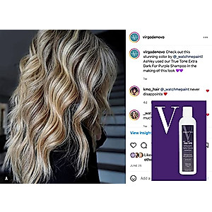 Virgo de Novo - True Tone Extra Dark Purple Toning Shampoo Tones Extra Dark Yellow Tones, Moisturizes, Brightens Lightened & Natural Blonde Hair - Sulfate Free, Vegan