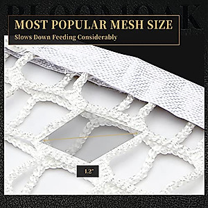 Bloomoak Knotless Slow Feed Hay Net with 2 Carabiner Clips for Horses/Soft Flat Hanging Hay Bag with Large Capacity for Full Day Feeding (1.2" Hole) (Large 63 * 40, White 1 PC)