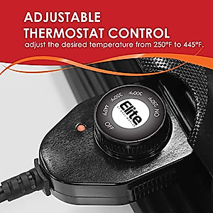 Elite Gourmet EGL-3450 Smokeless Indoor Electric BBQ Grill Dishwasher Safe, PFOA-Free Nonstick, Adjustable Temperature, Fast Heat Up, Low-Fat Meals Easy to Clean Design, Black