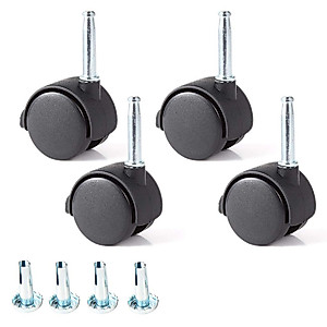 Skelang 4 Pcs 1.5" Grip Neck Caster Stem Diameter (8MM), Swivel Stem Caster Wheel with Brake Replacement for Cart, Table, Shelf Unit, Rolling Plant Box, Each Load Capacity 15 Lbs