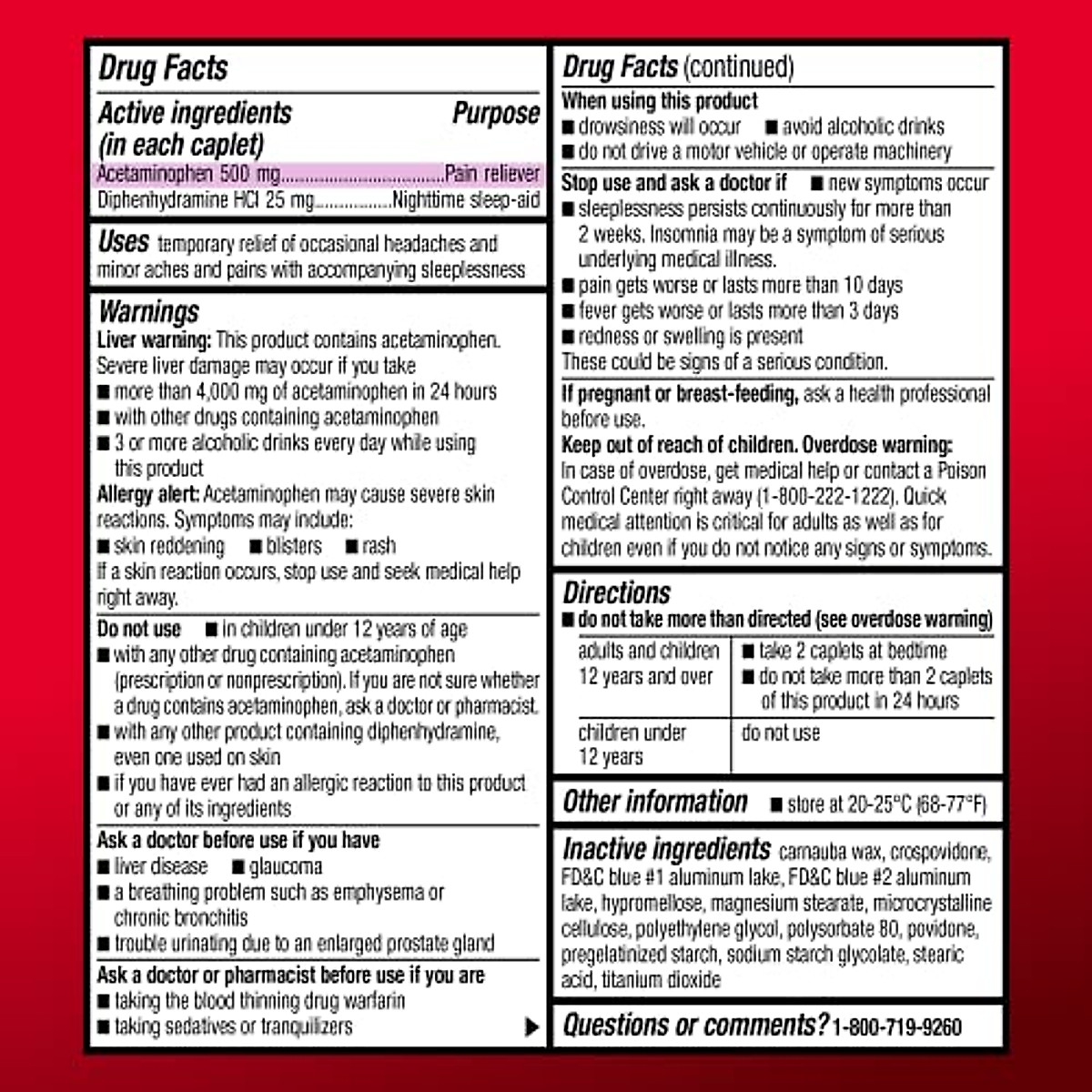 Amazon Basic Care Acetaminophen PM, Pain Reliever Plus Nighttime Sleep Aid, 100 Count