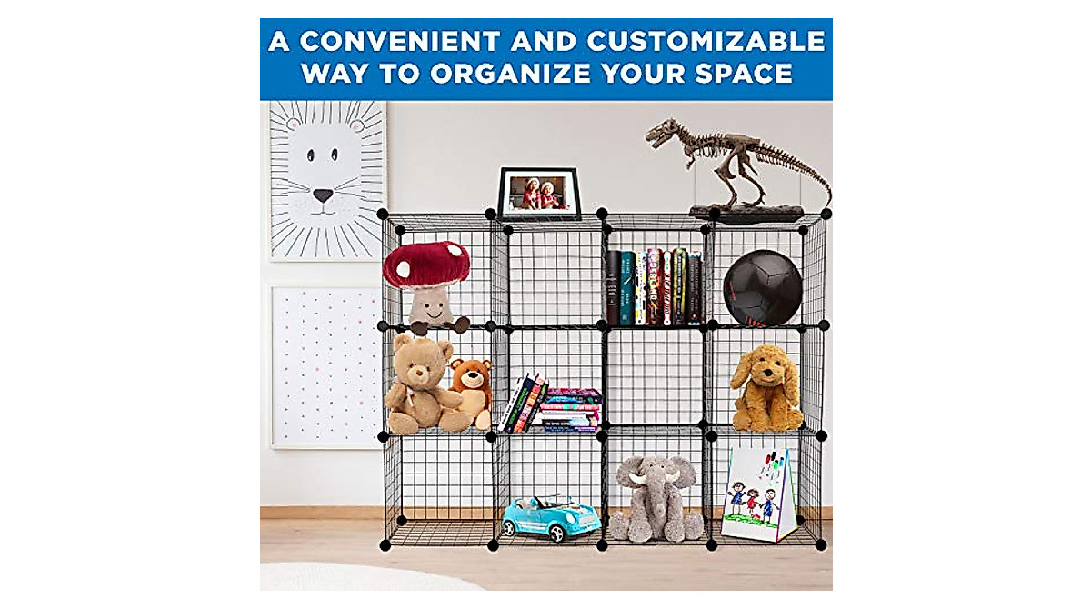 Work-It! 12-Cube Wire Storage Organizer – Modular & Stackable Shelves