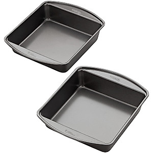 Wilton Perfect Results Premium Non-Stick 8-Inch Square Cake Pans, Set of 2, Steel Bakeware Set & Perfect Results Premium Non-Stick Bakeware Muffin Pan & Cupcake Pan, 12-Cup, Steel
