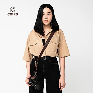 Leather Camera Strap for One Camera - Professional Single Leather Harness Shoulder Strap Quick Release Gear DSLR/SLR