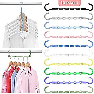 10 Pack Space Saving Hangers, Magic Closet Organization Clothes Hanger, Hanger Organizer for Closet, Closet Organizers and Storage for Room Wardrobe Heavy Clothes, Shirts ,Pants, Dresses, Coats