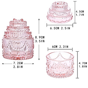 Glass Candy Dishes Decorative,Pink Cake Shaped Crystal Candy Jar with Lids,Candy Bowl with Lid, Candy Storage Food Container Jar,Candy Cookie Dish for Office Desk Wedding(2.3 Inch)