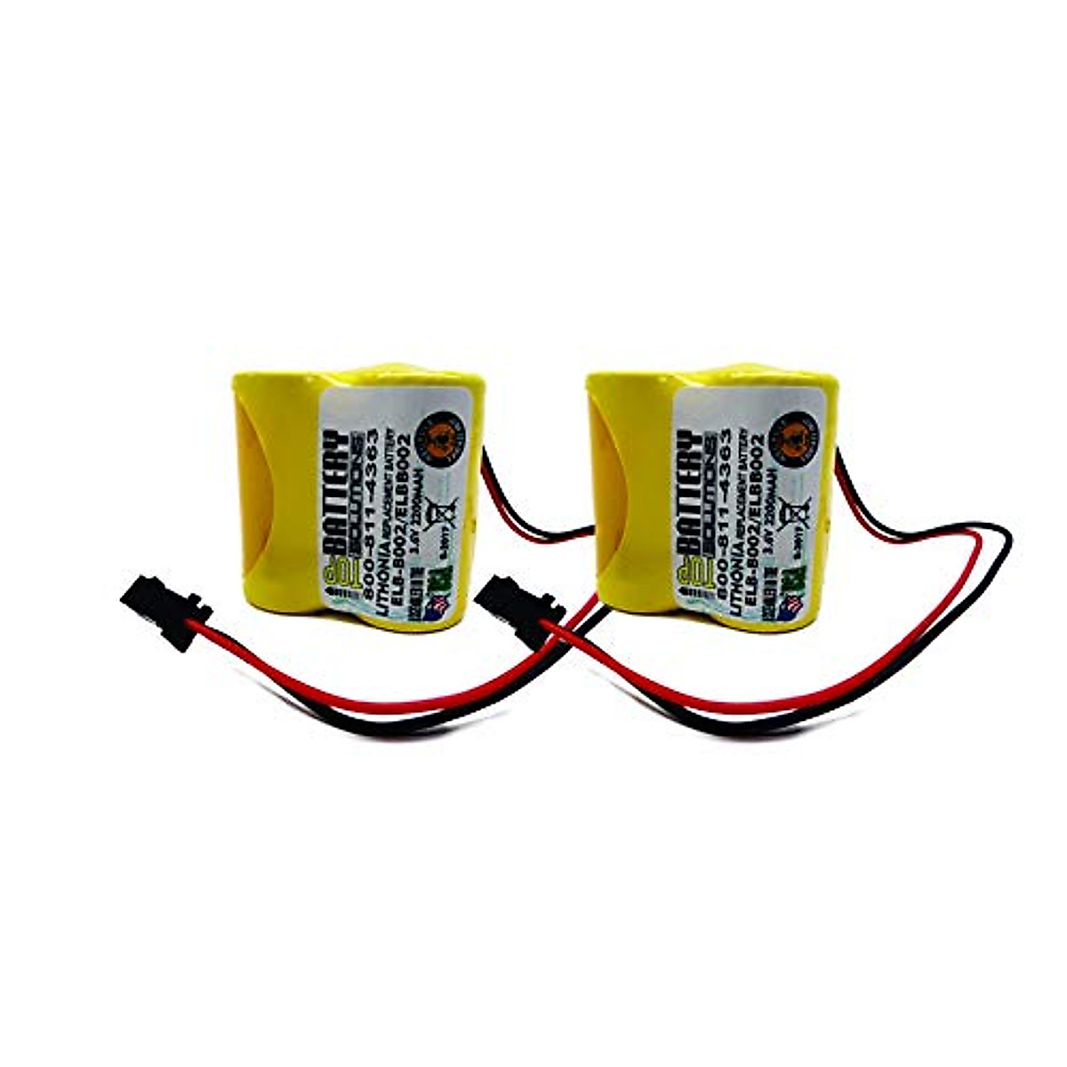 2pc Replacement for Litonia ELB-B002 Battery Emergency Light 3.6v 2.2Ah NiCD ELBB002