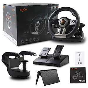 Game Racing Wheel PXN-V3II 180°Competition Driving Wheel USB Sim with Pedals and Shifter,Volante PC Steering Wheel for PS4, PS3, Xbox One, Xbox Series X|S -Black