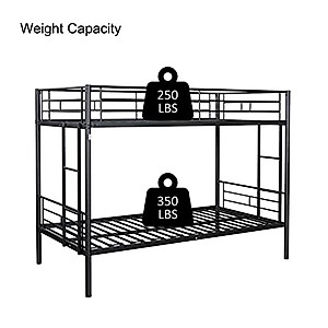 Merax Metal Twin Over Twin Bunk Bed with 2 Side Ladders,Made of Heavy Duty Steel, for Kids Teens Adults(Black)