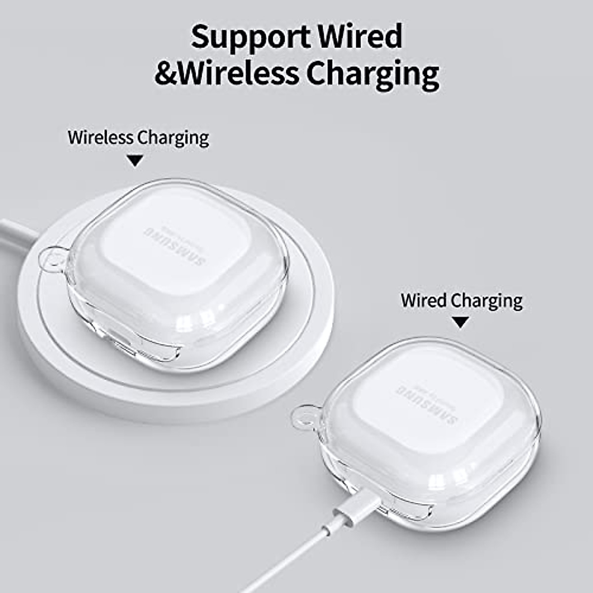 AIRSPO Clear Case Compatible with Samsung Galaxy Buds 2 Pro/ Galaxy Buds 2/ Galaxy Buds Pro/ Galaxy Buds Live Case Transparent Case Cover (Clear)