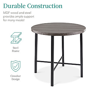 Best Choice Products 5-Piece Modern Round Counter Height Dining Set for Home Kitchen, Dining Room w/ 4 Chairs, 1.5in Thick Table - Gray