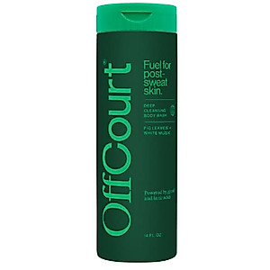 OffCourt Sulfate-Free Body Wash for Men & Women - Non-Drying Exfoliator with Glycolic & Lactic Acids Leaves Skin Fresh & Smooth with Fig Leaves and White Musk Scent, 14 Fl. Oz (Pack of 1)