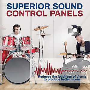 PENNZONI Drum Shield 6ft w/Living Hinges & Deflectors, Comes w/ 6 Drum Panels, Living Hinges & Deflectors, Premium Clear Acrylic Panels