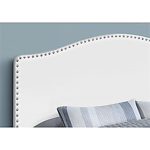 Monarch Specialties I 6012Q Bed, Headboard Only, Queen Size, Bedroom, Upholstered, Pu Leather Look, White, Transitional