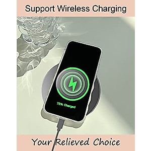 GUSDBSW Compatible with iPhone 13 Case Cute for Women Girls, Fashion Wave Grip Design & Aesthetic Curly Pattern, Clear Soft TPU Phone Case - Blueberry Flower