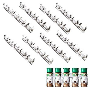 BOSOIRSOU 40 Spice Gripper Clips, 8 Strips Spice Racks Hold 40 Plastic Heavy Jars Bottles for Cabinet Door