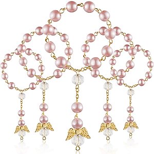 30 Pieces Baptism Rosary Acrylic Rosary Beads Mini Rosaries with Angel for The First Communion Baptism Party Favors (Pink Gold)